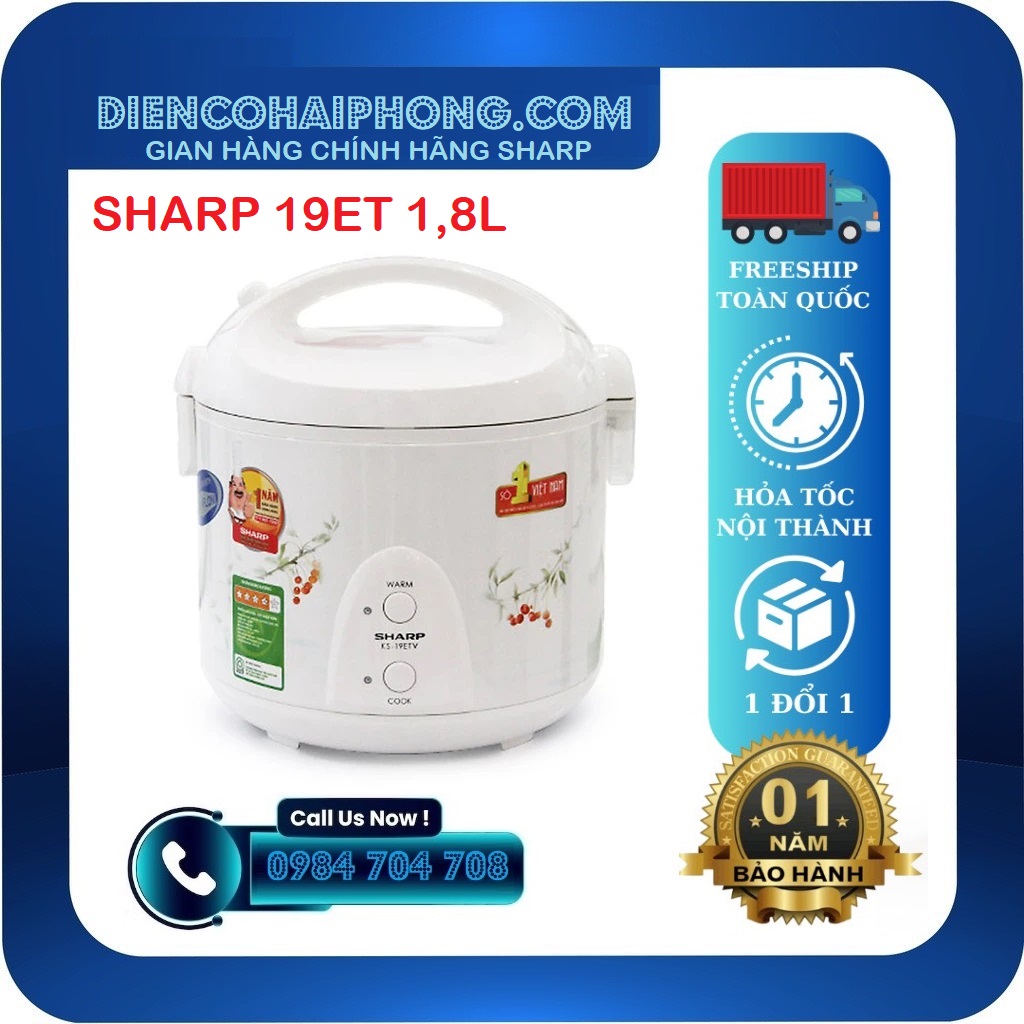 Nồi cơm điện Sharp KS-19ETV 1.8L - Điện Máy Đăng Khoa Hải Phòng - Đồ gia dụng chính hãng giá cực rẻ