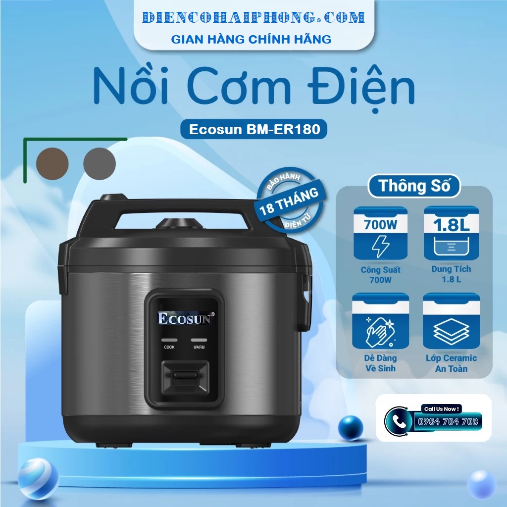 Nồi cơm Ecosun BM-ER180 dung tích 1.8L - Điện Máy Đăng Khoa Hải Phòng - Đồ gia dụng chính hãng ...